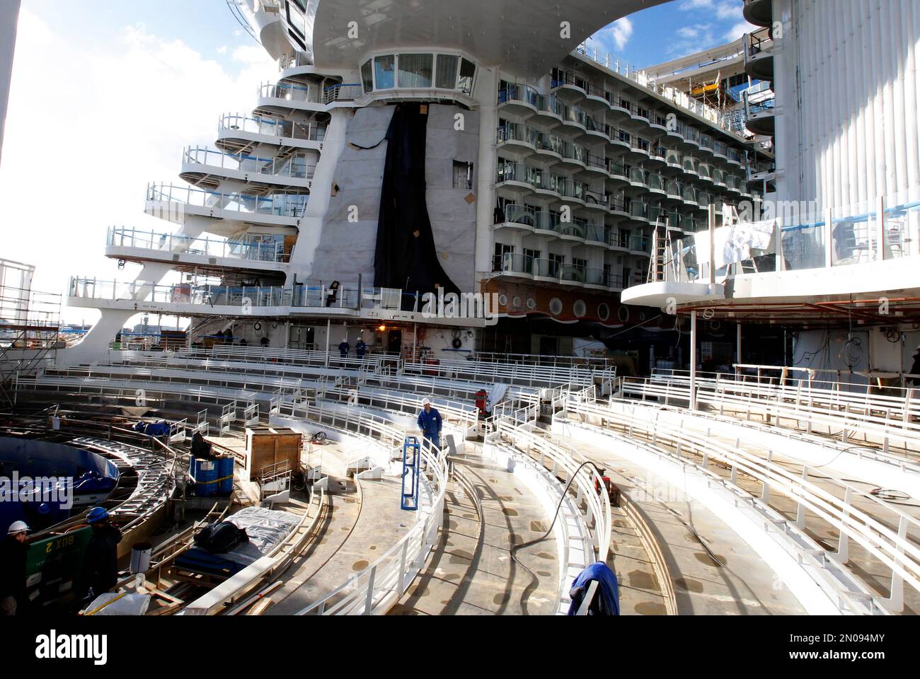 A view of the "Harmony of the Seas", under construction Thursday Feb ...
