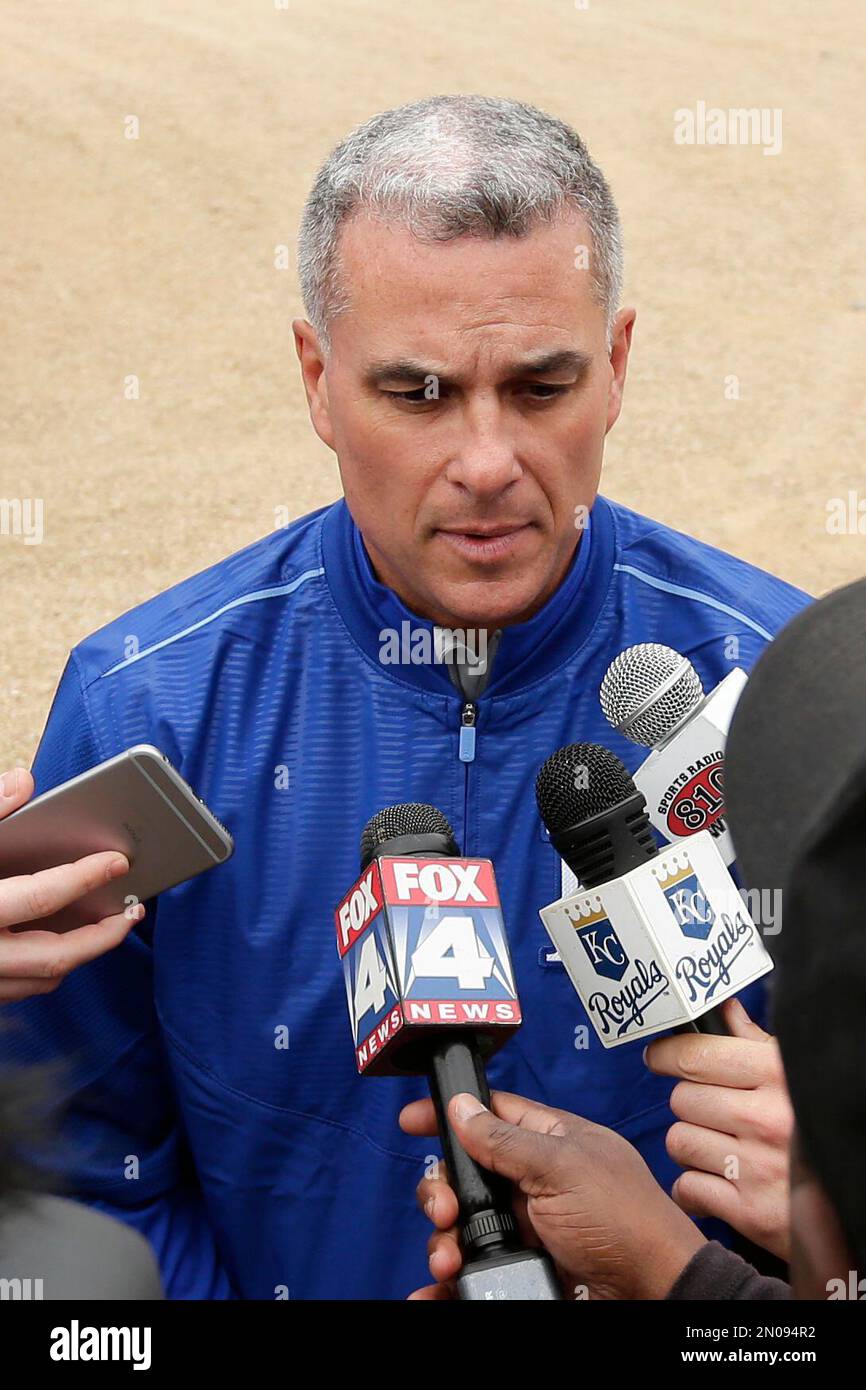 Kansas City Royals general manager Dayton Moore talks to the media ...