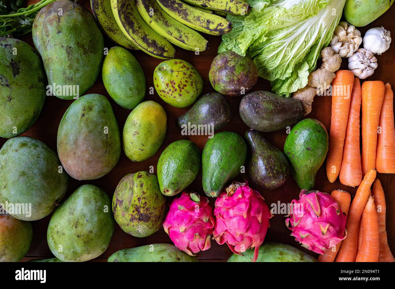 Set of Balinese fruits and vegetables . Flat lay Stock Photo - Alamy