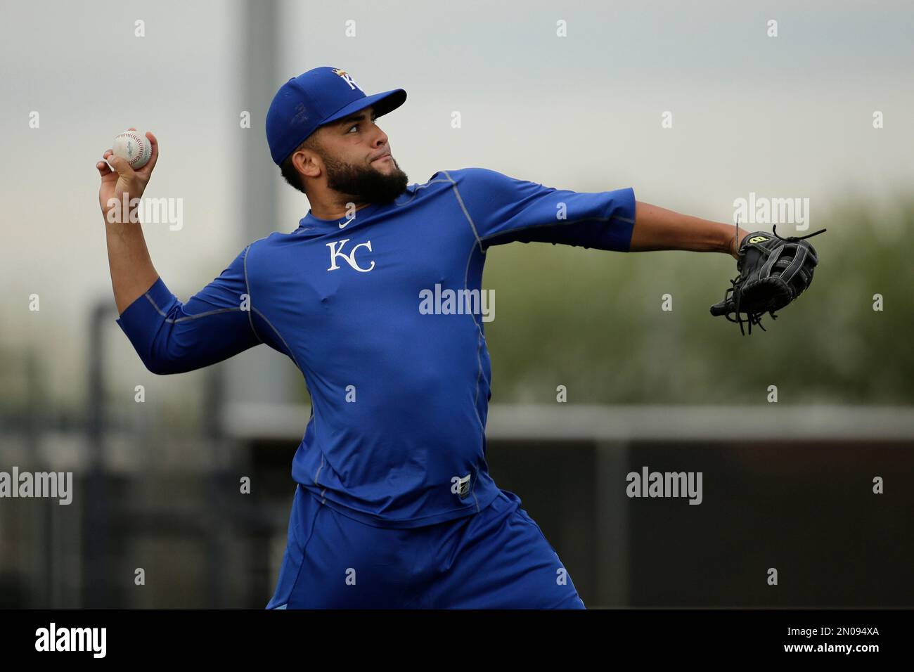 Kansas City Royals pitcher Kelvin Herrera throws during spring training ...