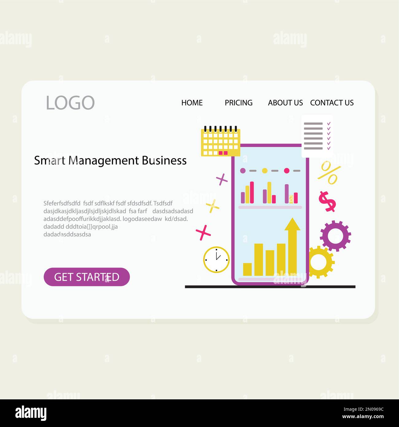 Smart management business with chart and graphic on smartphone. Vector ...