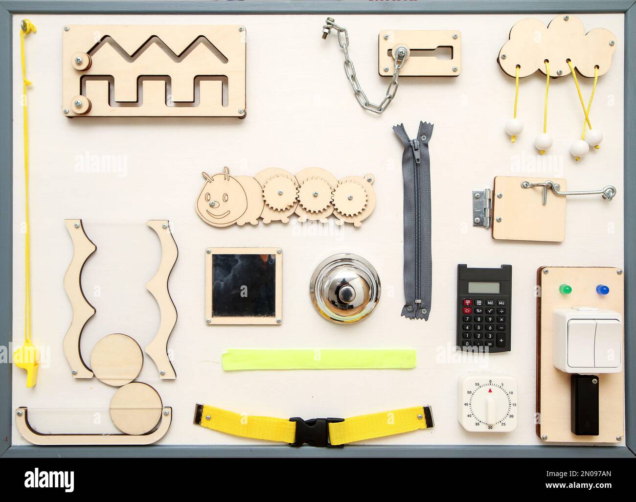 the home made activity board for the small children to play with and to ...