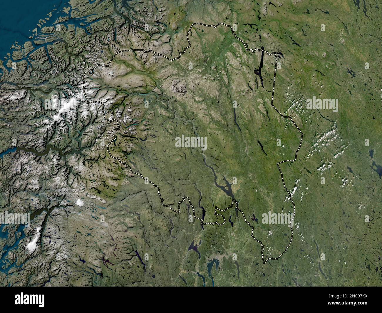 Innlandet, county of Norway. Low resolution satellite map Stock Photo ...