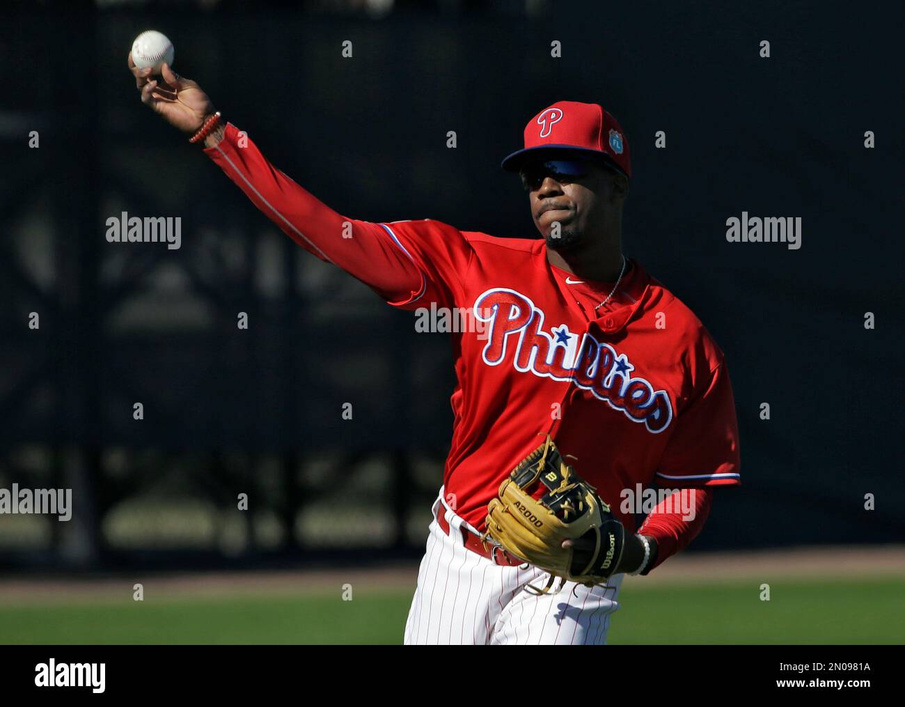 Philadelphia Phillies outfielder Darnell Sweeney during an MLB spring ...