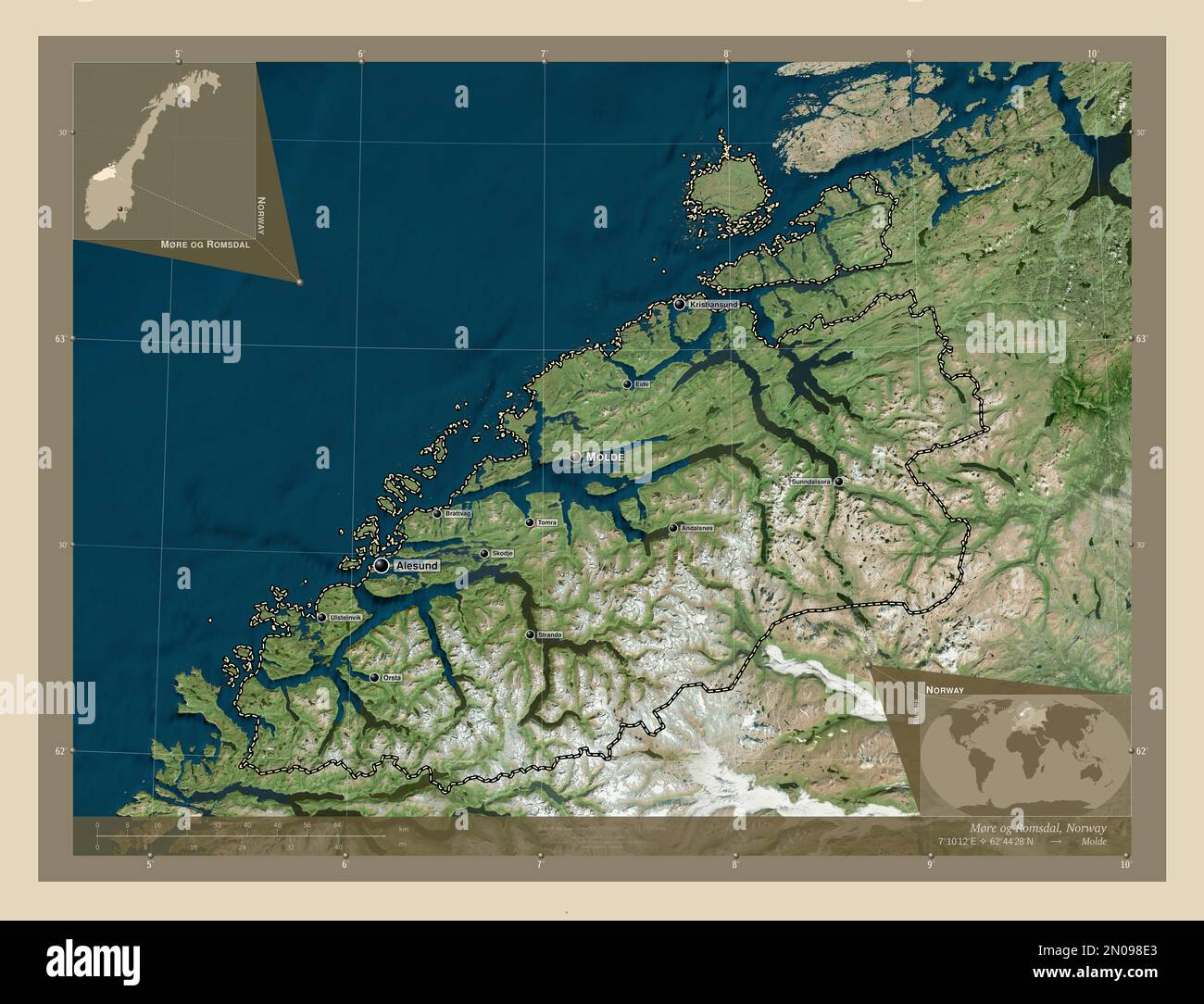 Mre og Romsdal, county of Norway. High resolution satellite map ...