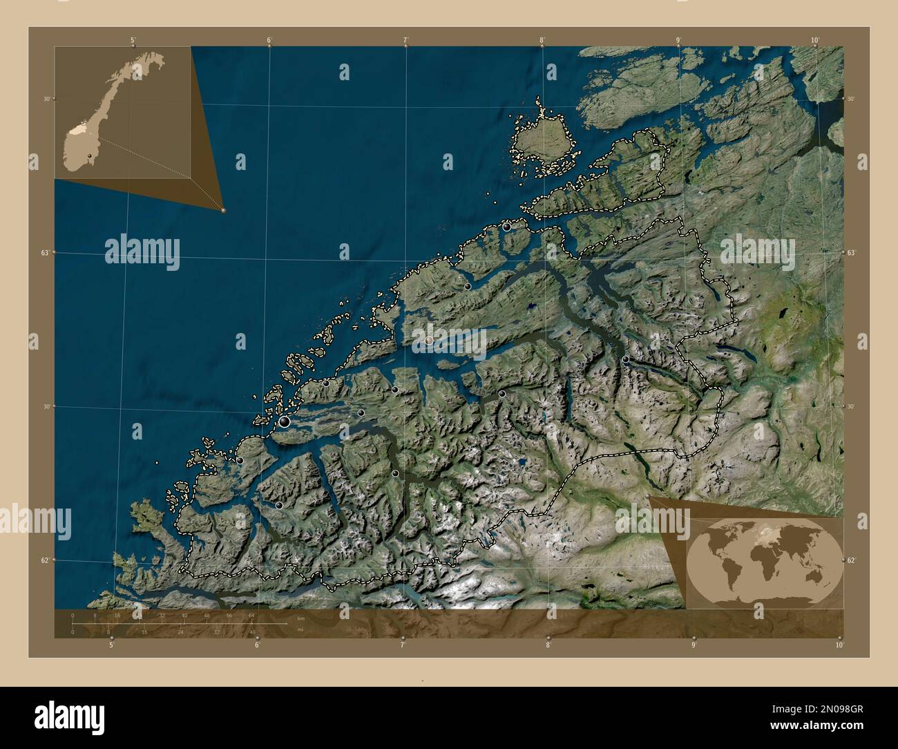 Mre og Romsdal, county of Norway. Low resolution satellite map ...