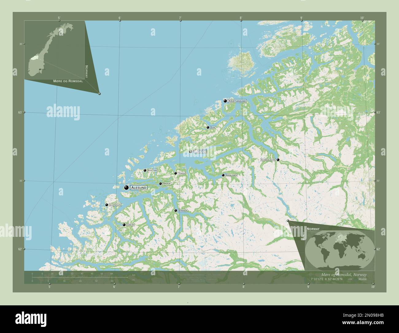 Mre og Romsdal, county of Norway. Open Street Map. Locations and names ...