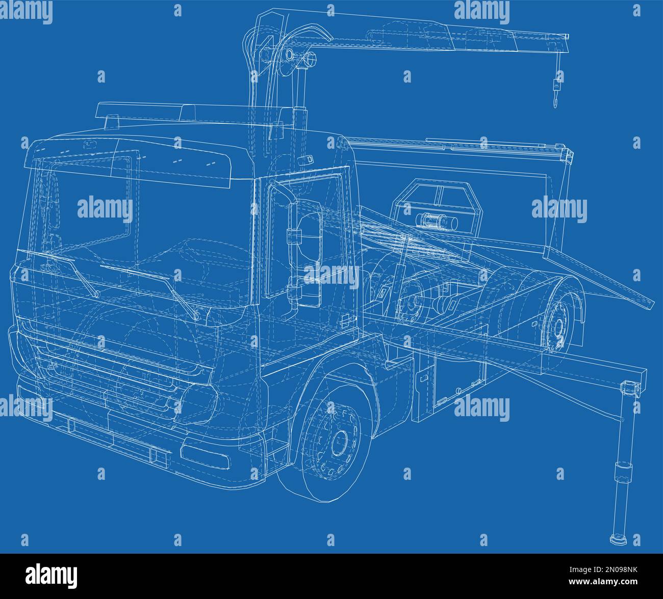 Tow truck vector. The layers of visible and invisible lines are ...