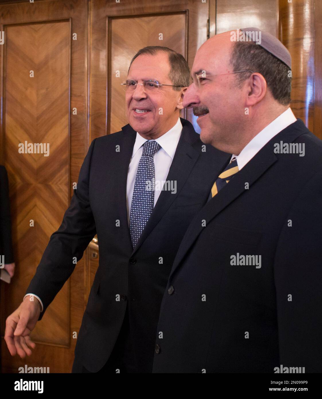 Russian Foreign Minister Sergey Lavrov greets Israeli Foreign Ministry ...