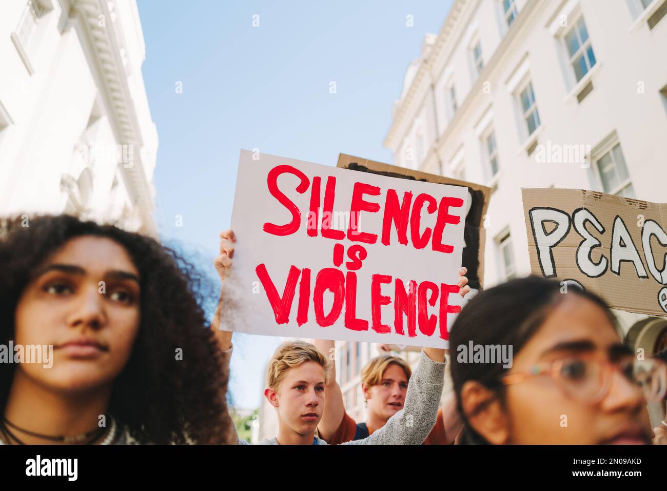 Posters against violence hi-res stock photography and images - Alamy