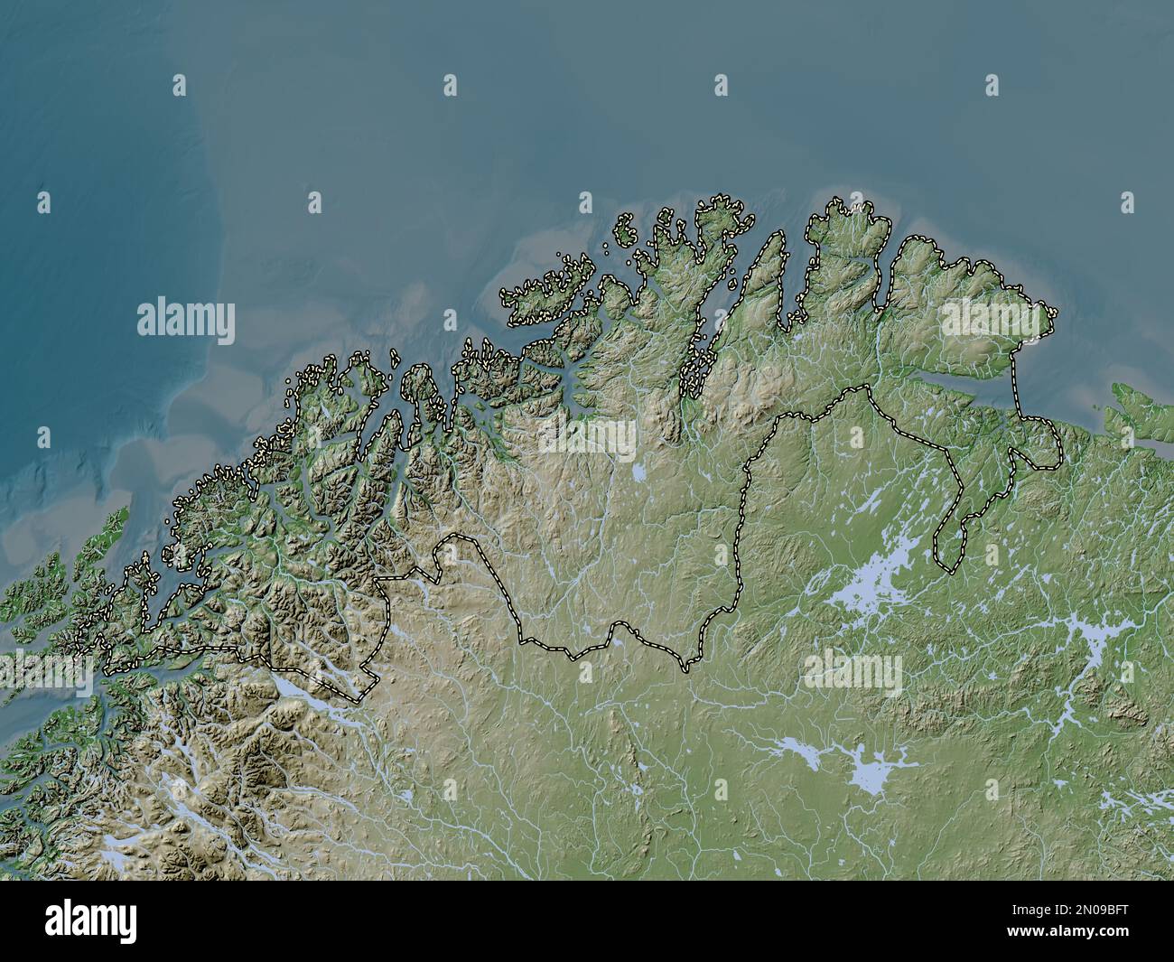 Troms og Finnmark, county of Norway. Elevation map colored in wiki ...
