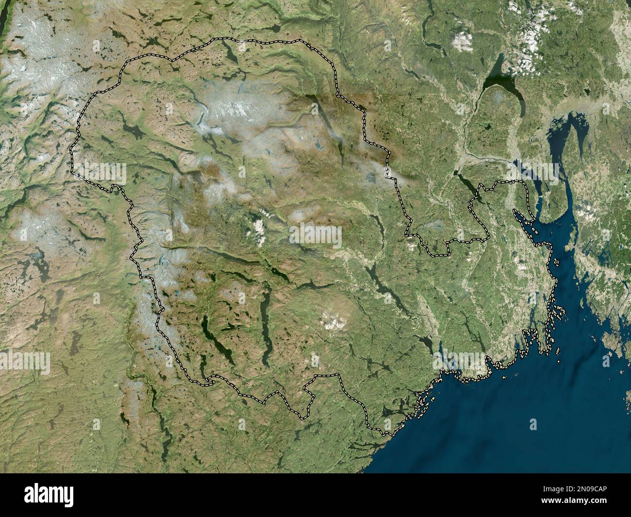 Vestfold og Telemark, county of Norway. High resolution satellite map ...