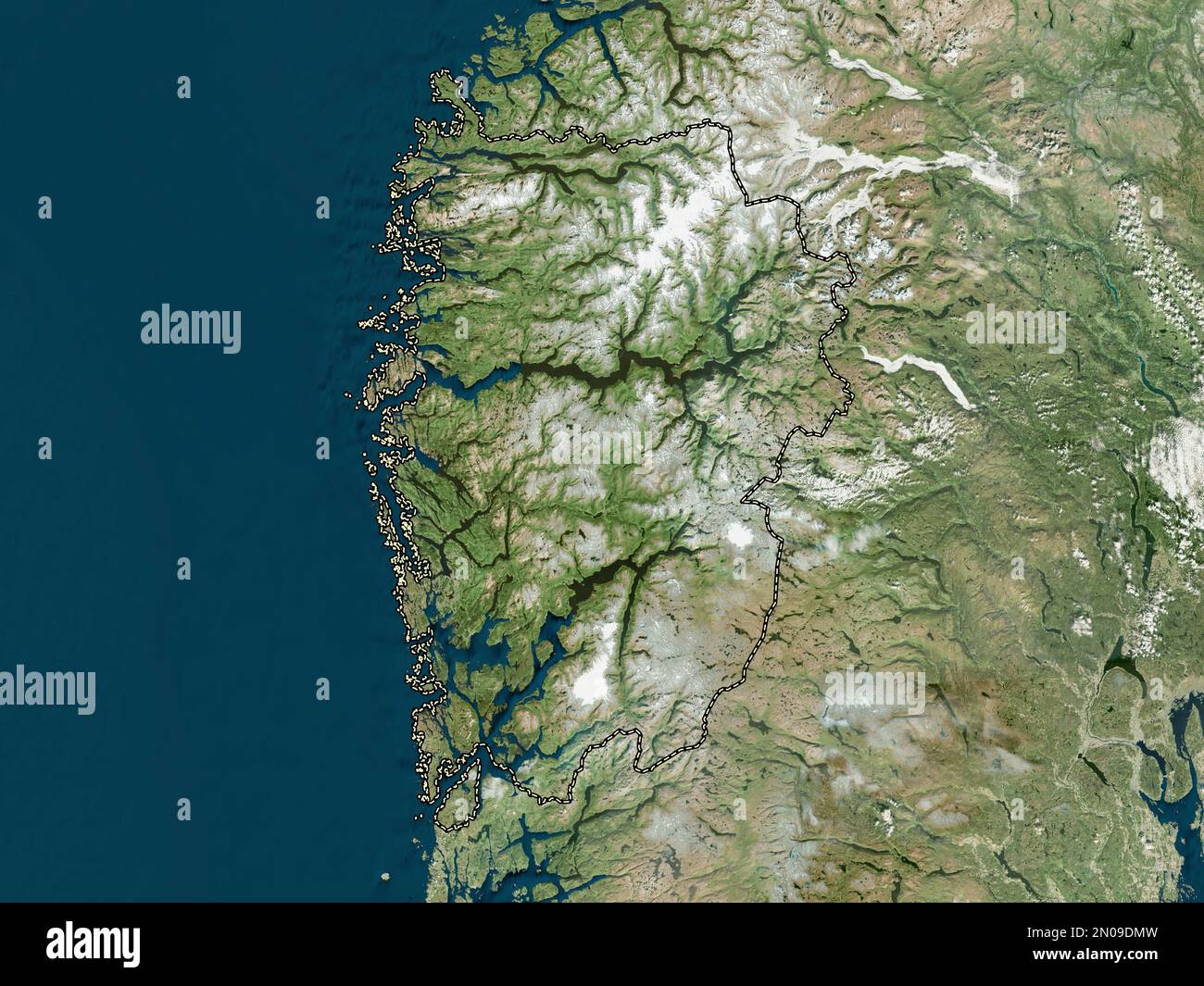 Vestland, county of Norway. High resolution satellite map Stock Photo ...