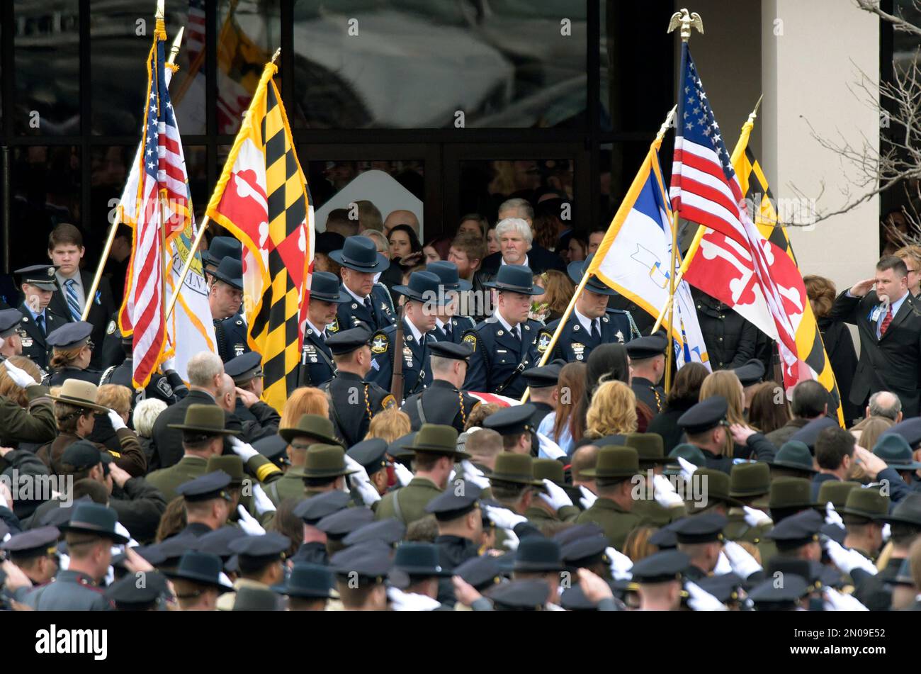 Members of the Harford County Sheriff's Office Honor Guard carry the ...