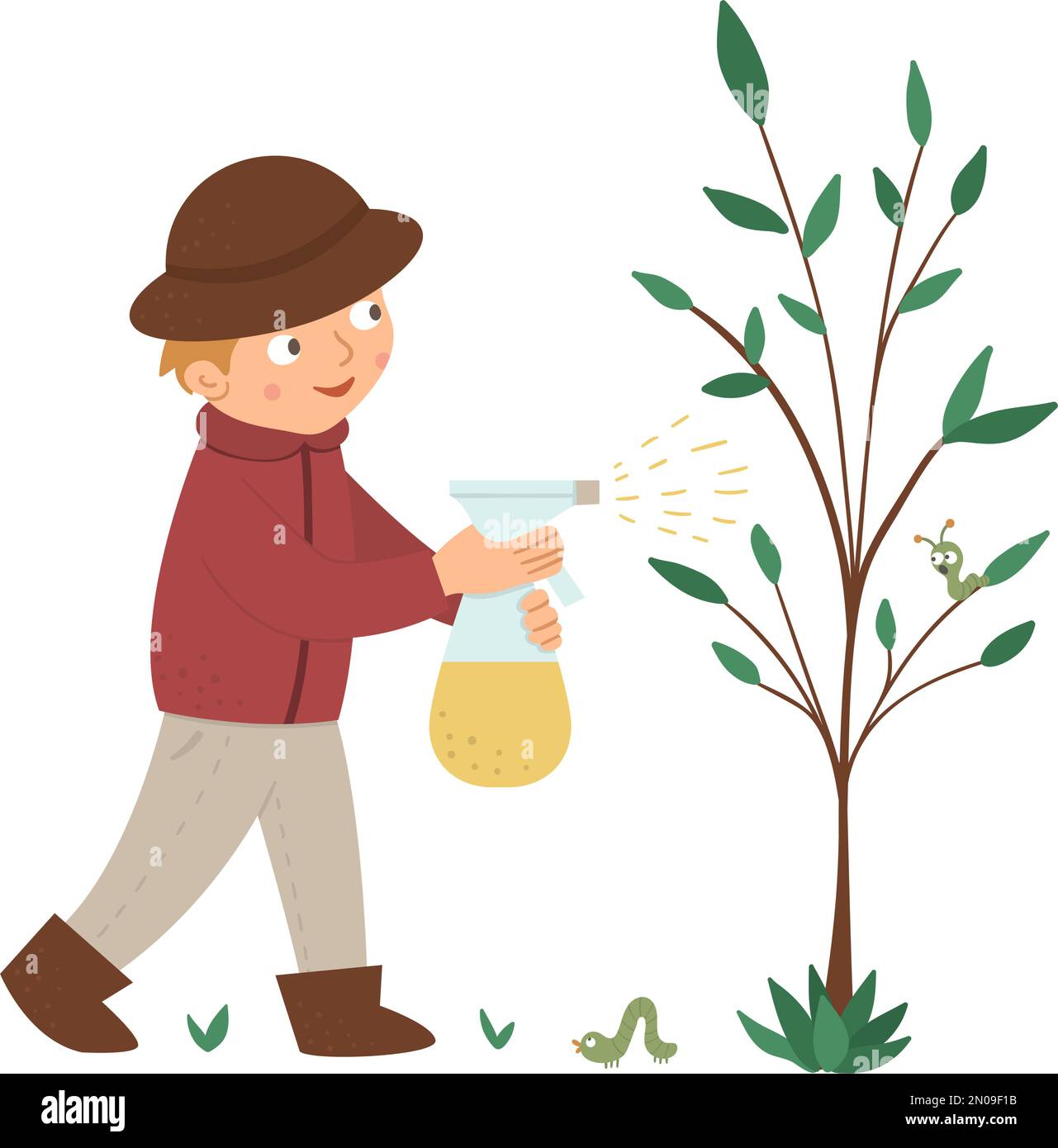 Boy spraying Stock Vector Images - Alamy