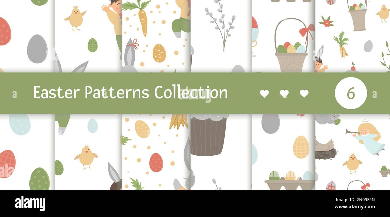 Vectors set of seamless patterns with design elements for Easter ...