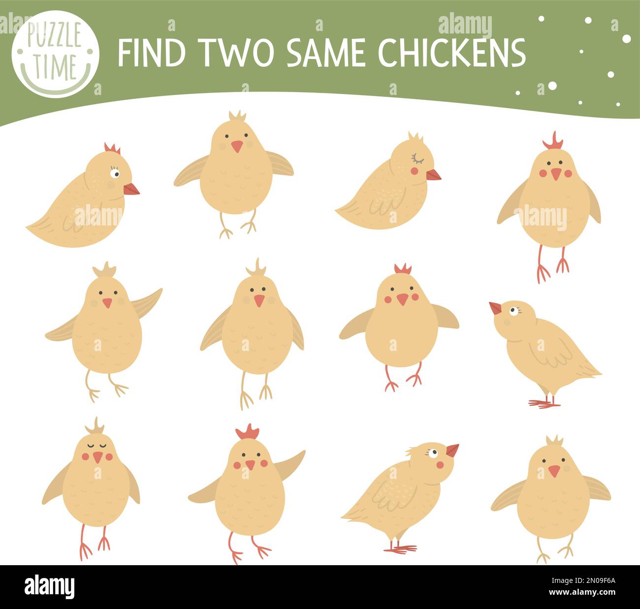 Find two same chickens. Easter matching activity for preschool children ...
