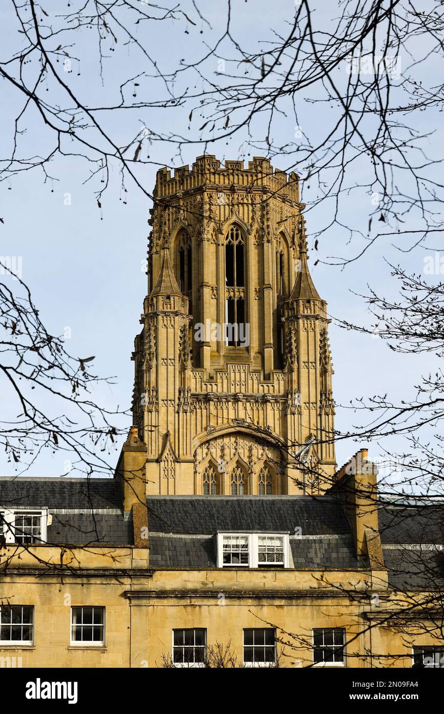 Wills Memorial Building, Bristol, UK as seen from the Georgian Berkeley ...