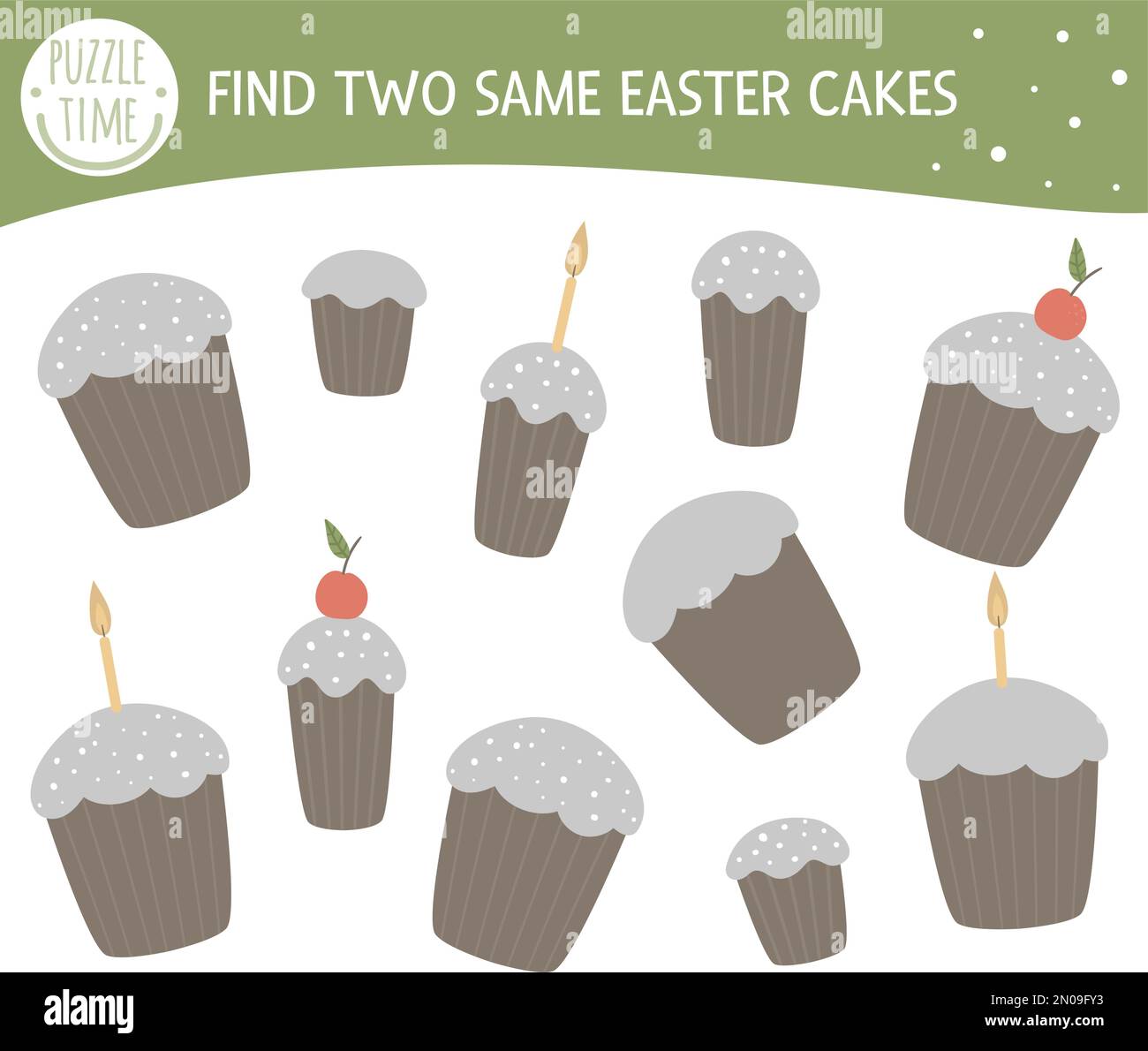 Find two same cakes. Easter matching activity for preschool children ...
