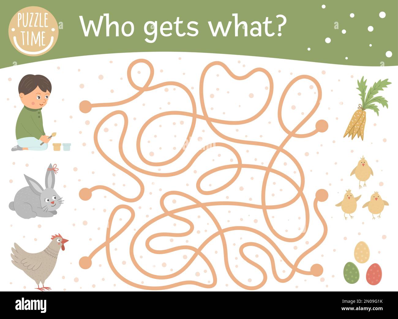 Easter maze for children. Preschool spring holiday activity. Funny game ...