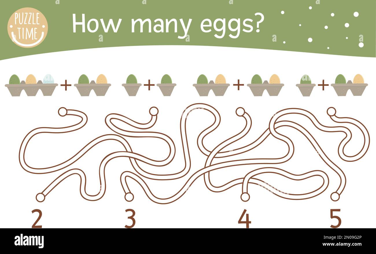 Easter math maze for children. Preschool spring activity. Educational ...