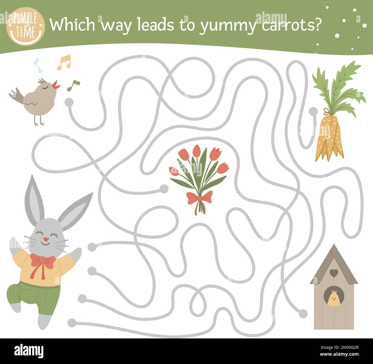 Easter maze for children. Preschool spring holiday activity. Funny ...