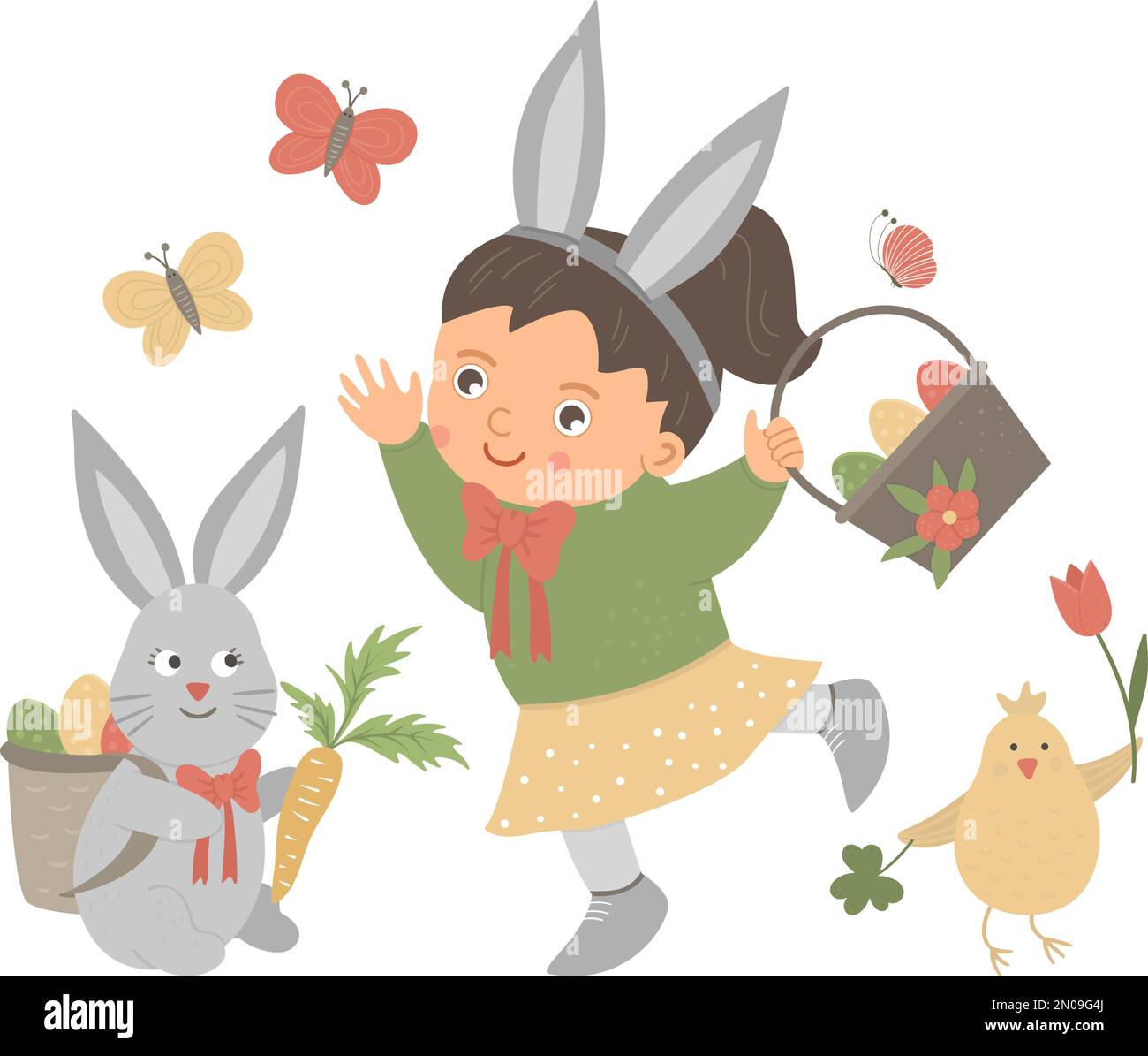 Spring holiday girl hare Cut Out Stock Images & Pictures - Alamy