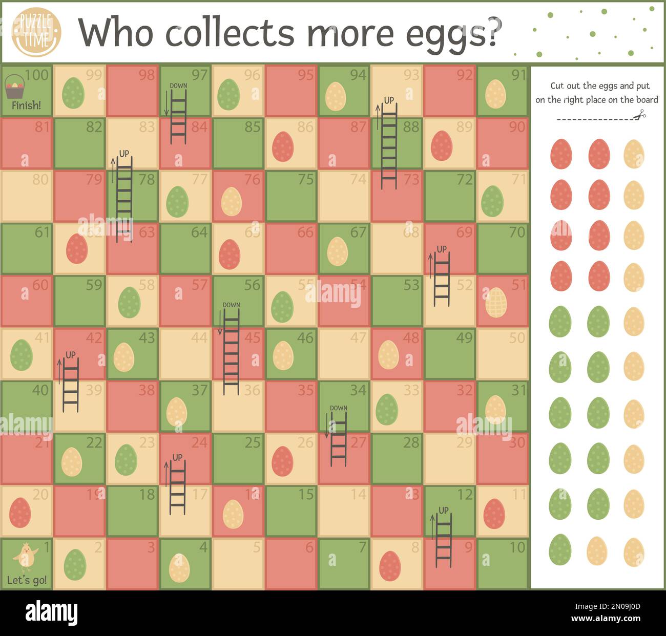 Easter egg hunt board game for children with traditional symbols ...