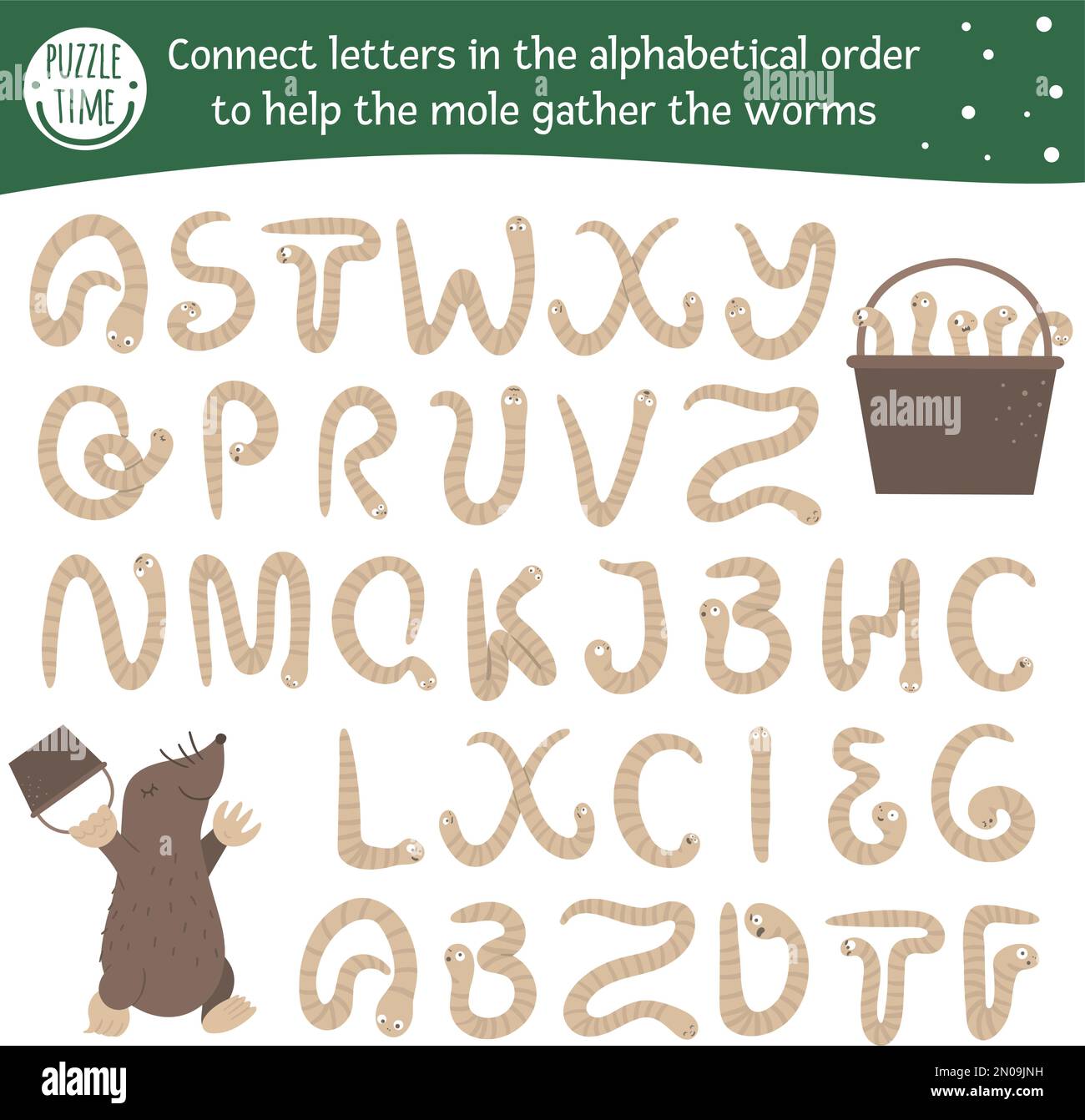 Spring ABC game with cute characters. Garden alphabet maze activity for ...