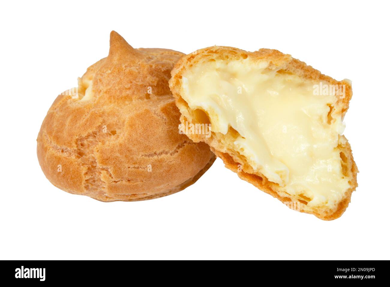 Cake cream puff with custard cream isolated on white background Stock ...