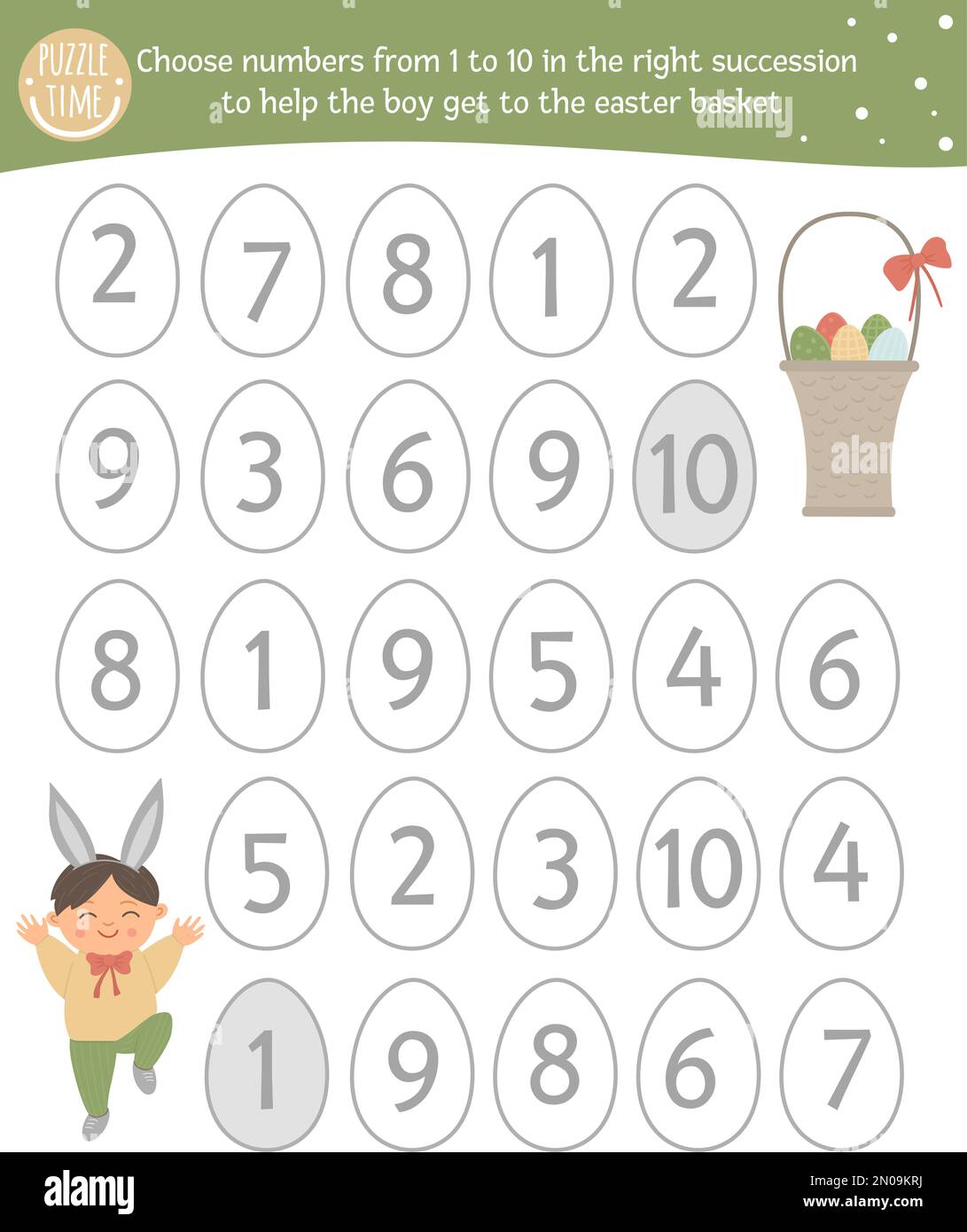 Easter math game with cute characters. Spring mathematic maze activity ...