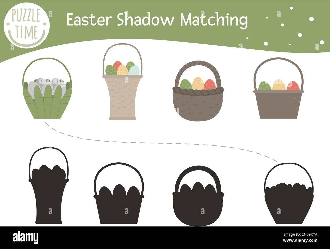 Easter shadow matching activity for children with basket and colored ...