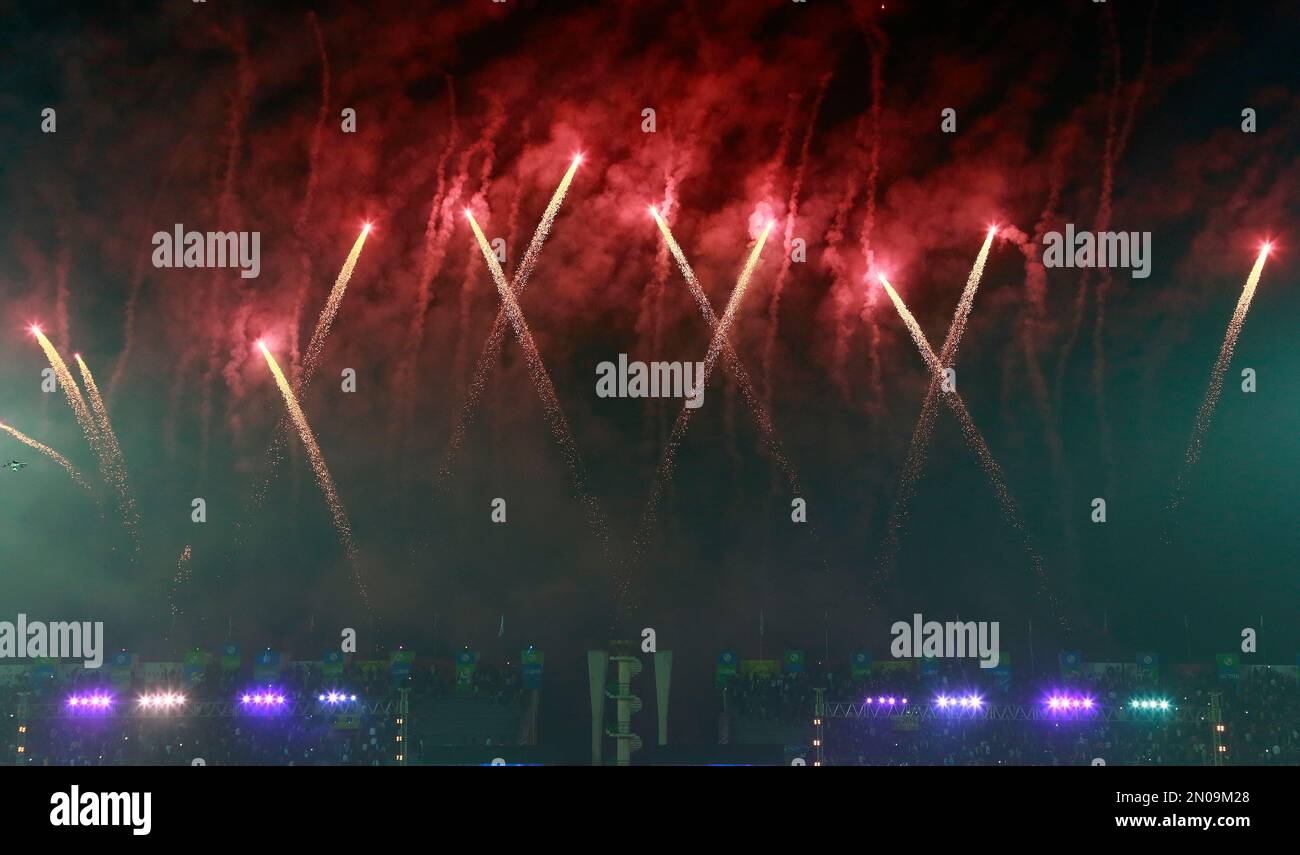 Fireworks light up the sky during the closing ceremony of the South ...
