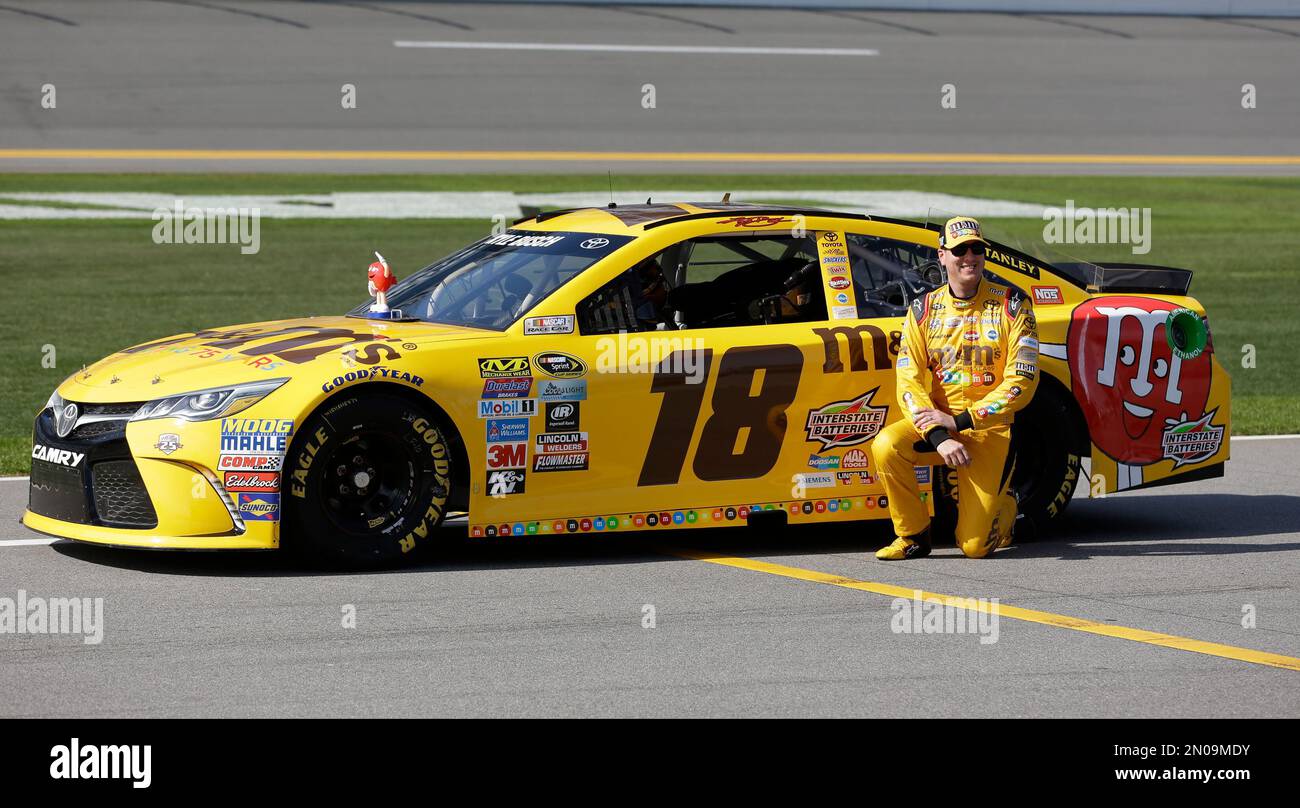 Kyle Busch with his car at qualifying for the NASCAR Daytona 500 auto ...