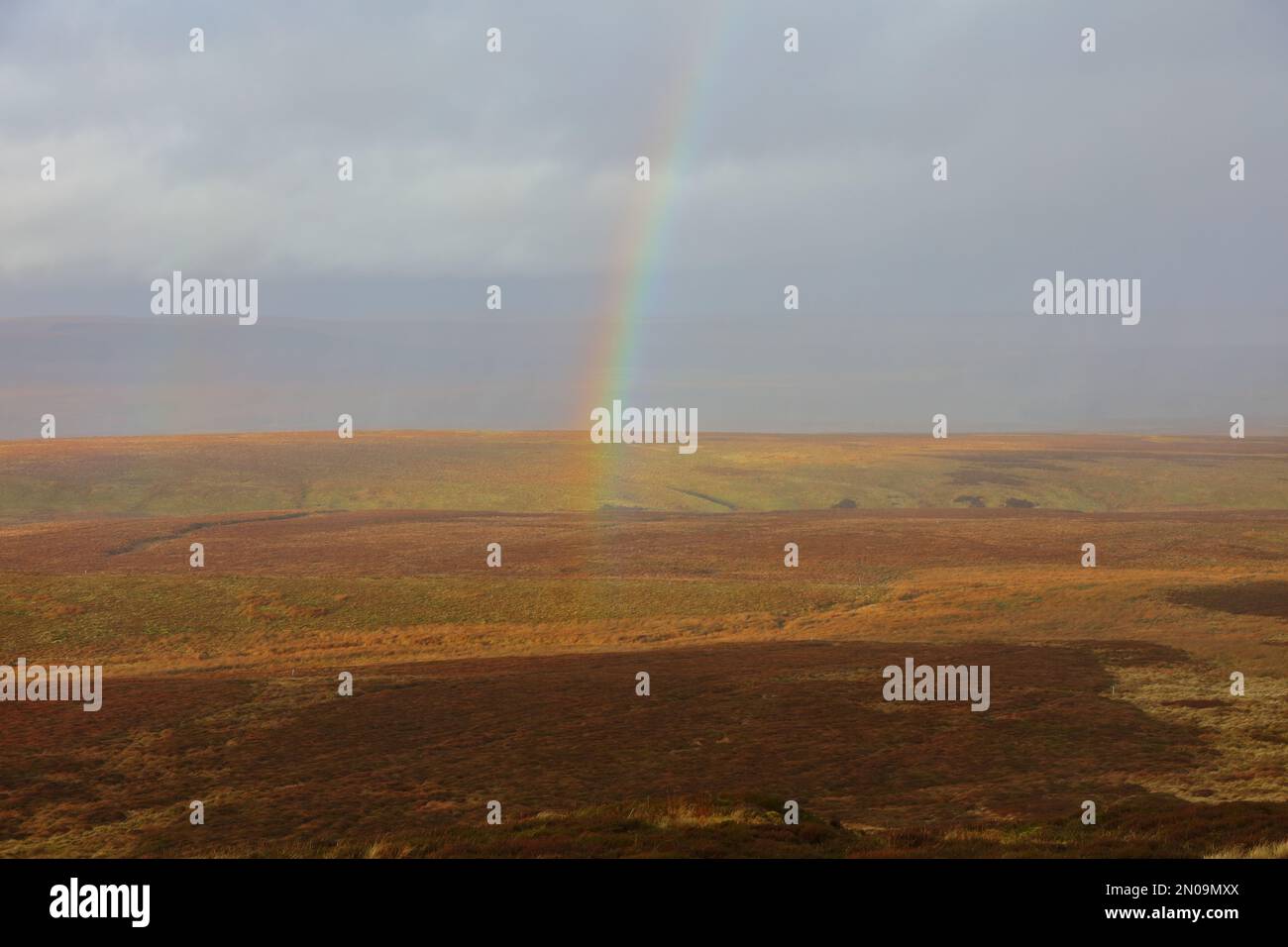 Rainbow on the moors with a aproaching storm near Sleightholme ...