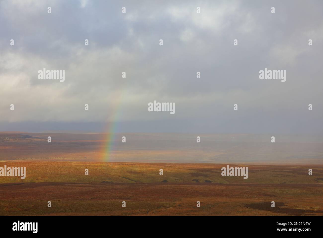 Rainbow on the moors with a aproaching storm near Sleightholme ...