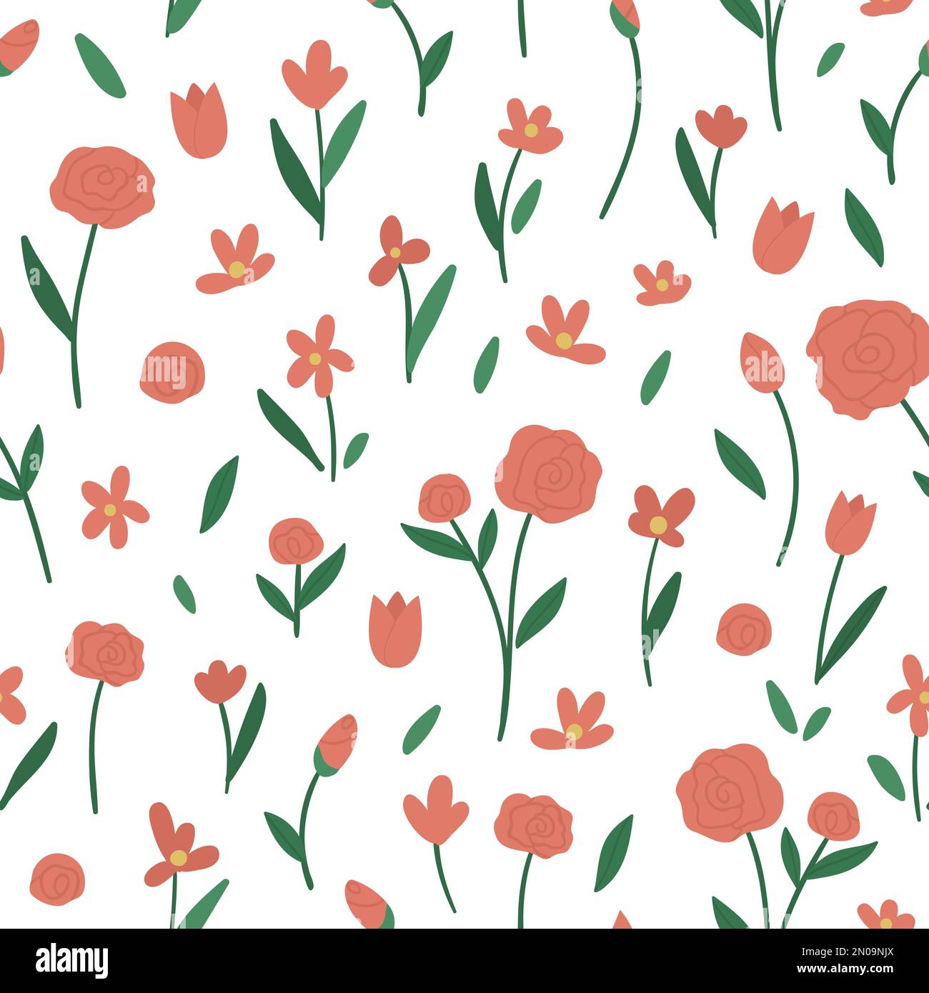 Vector seamless pattern with rose flower elements. Garden repeating ...