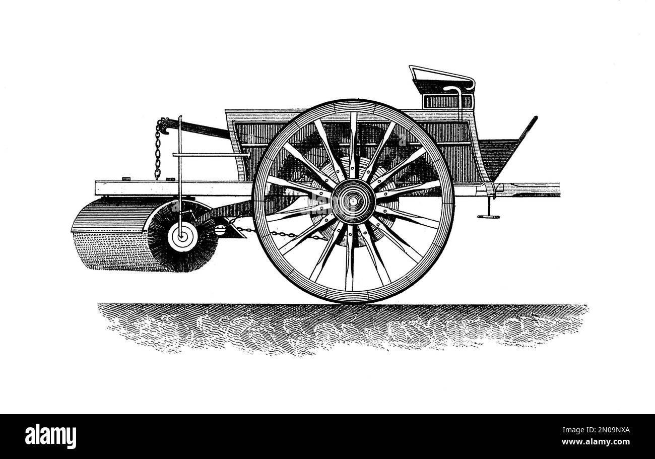 Antique 19th-century engraving of an early street sweeper. Illustration ...