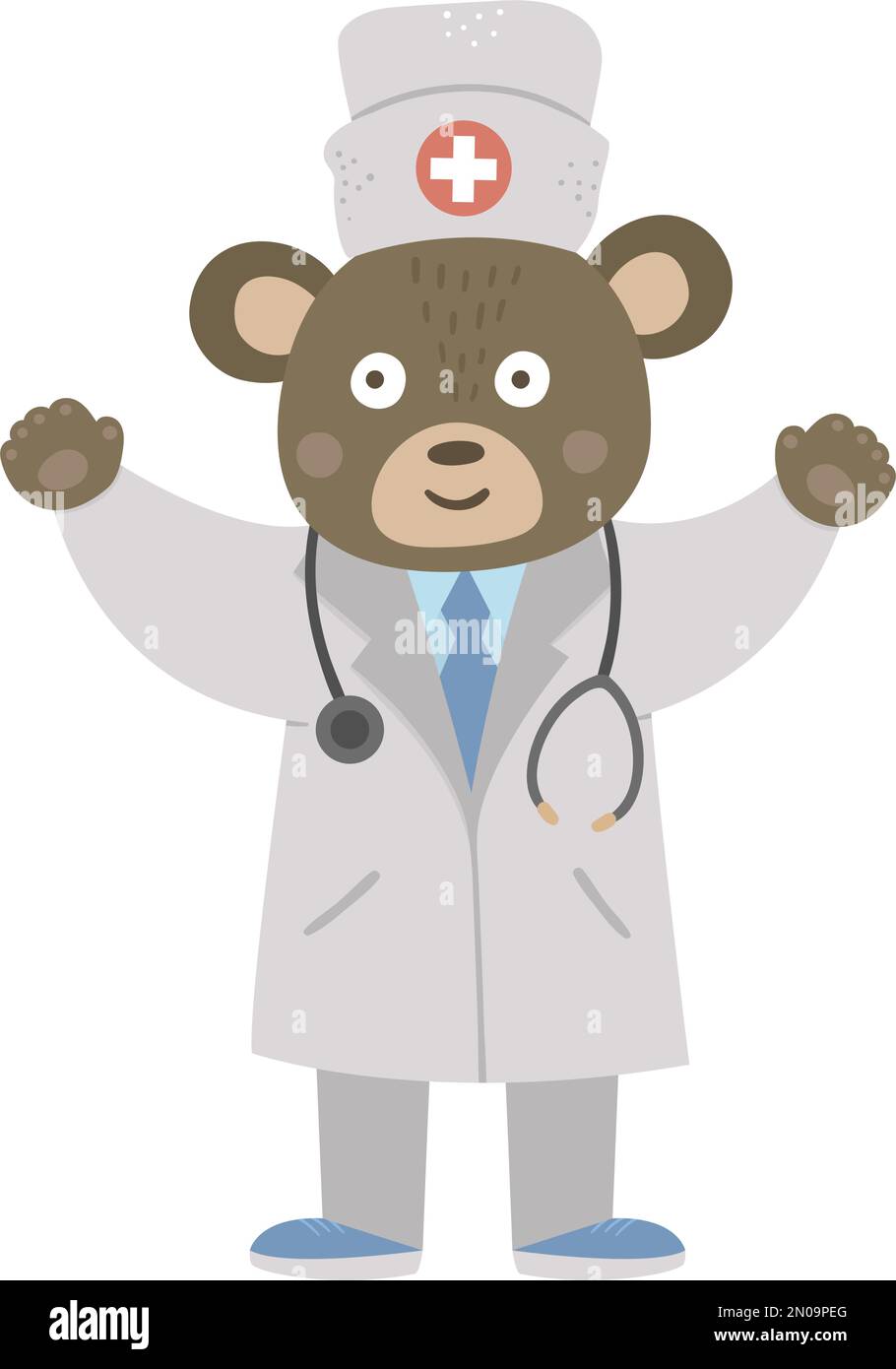 Vector bear doctor in medical hat with stethoscope. Cute funny animal ...