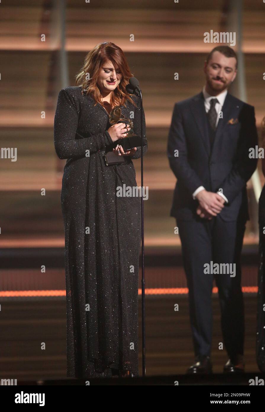 Meghan Trainor accepts the award for best new artist at the 58th annual ...