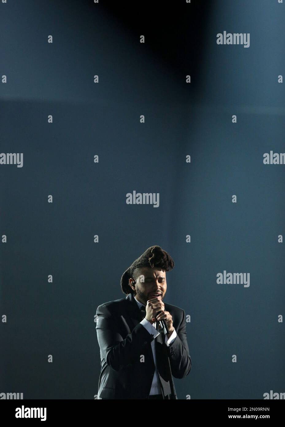 The Weeknd performs at the 58th annual Grammy Awards on Monday, Feb. 15 ...