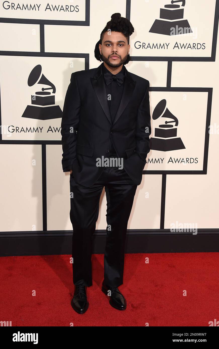 The Weeknd arrives at the 58th annual Grammy Awards at the Staples ...
