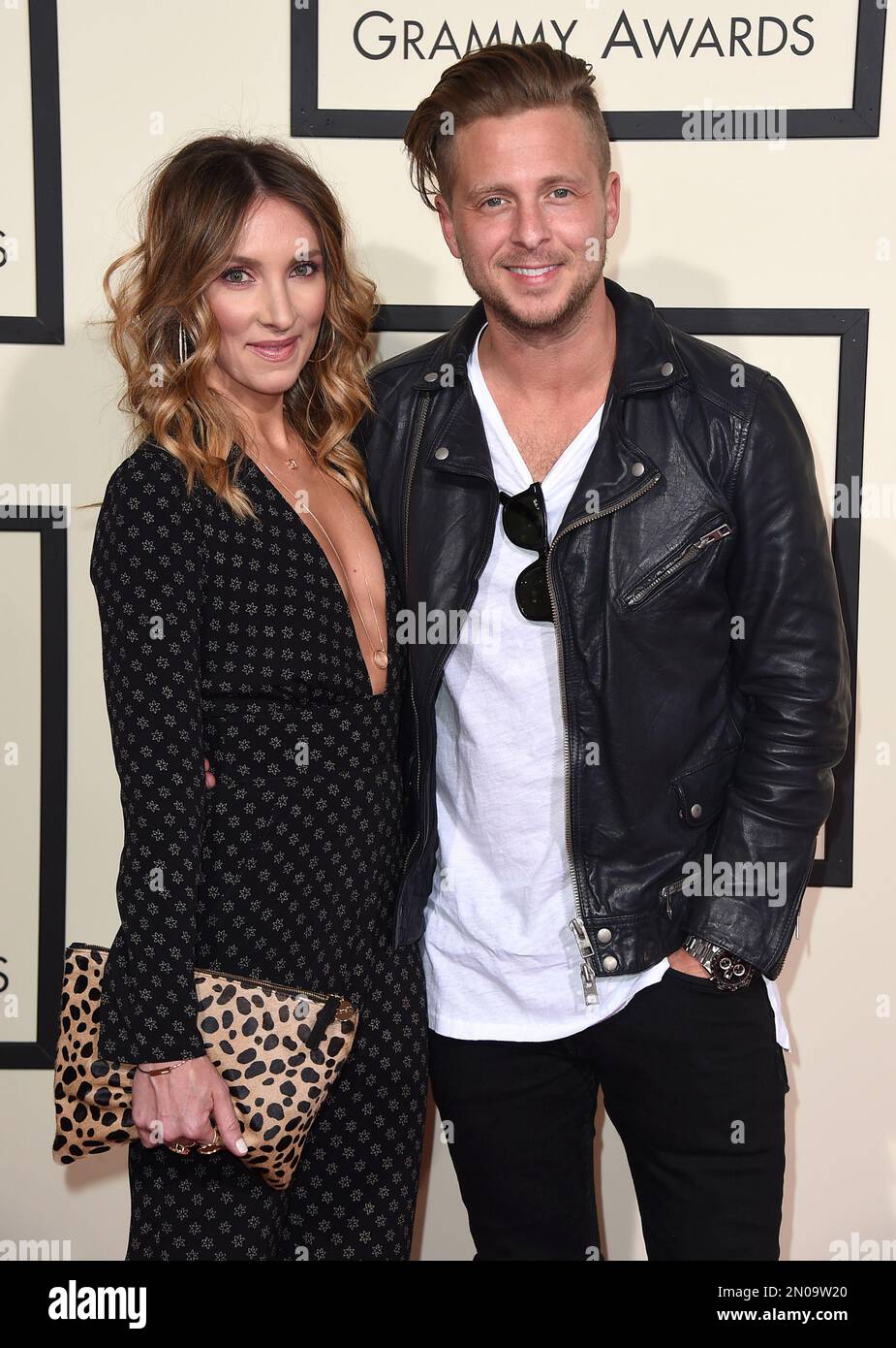 Genevieve Tedder, left, and Ryan Tedder arrive at the 58th annual ...