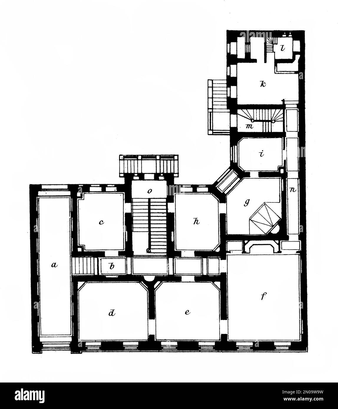 Antique 19th-century engraving depicting floorplan of house in Berlin ...