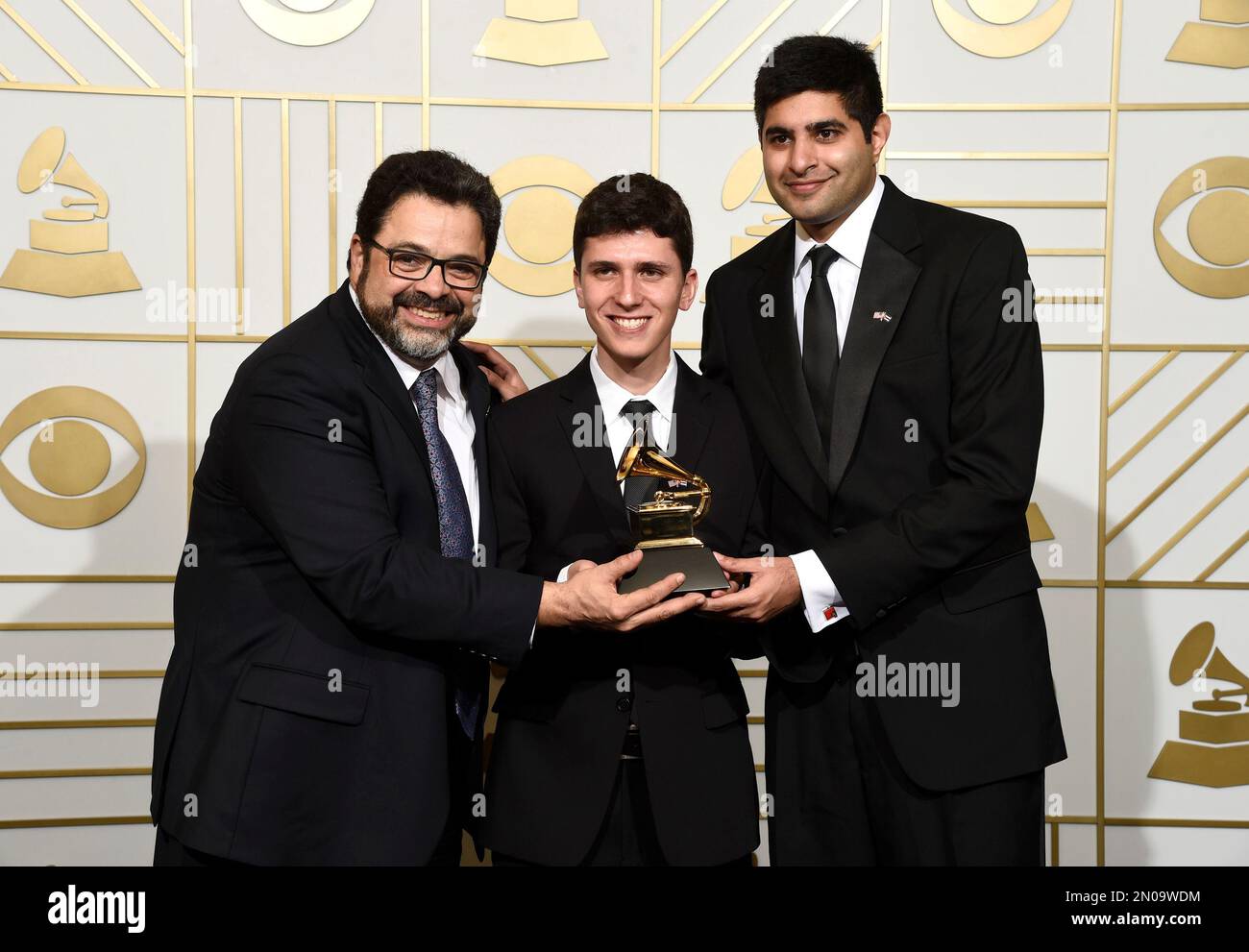 Arturo O'Farrill, from left, Eric Oberstein, and Kabir Sehgal pose in ...