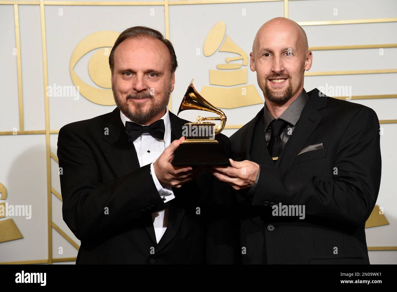 James Guthrie, left, and Joel Plante pose in the press room with the ...