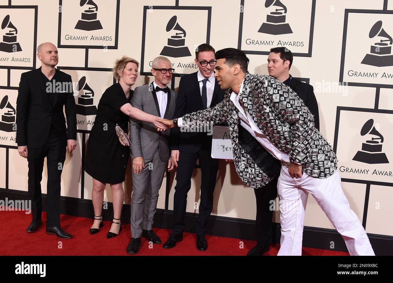 Al Walser, right, and Above & Beyond arrive at the 58th annual Grammy ...