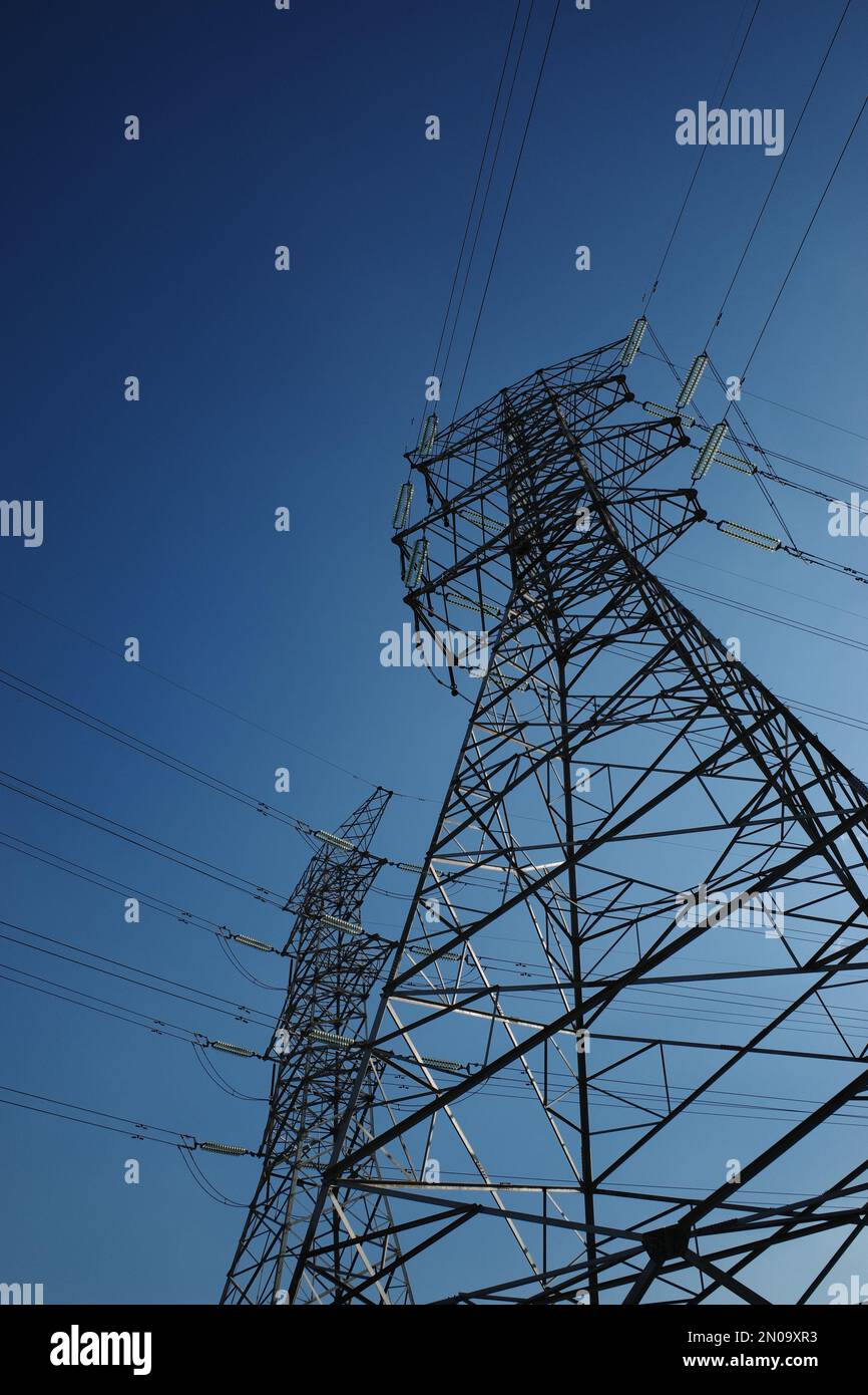 Communication towers and sky full of clues Stock Photo - Alamy
