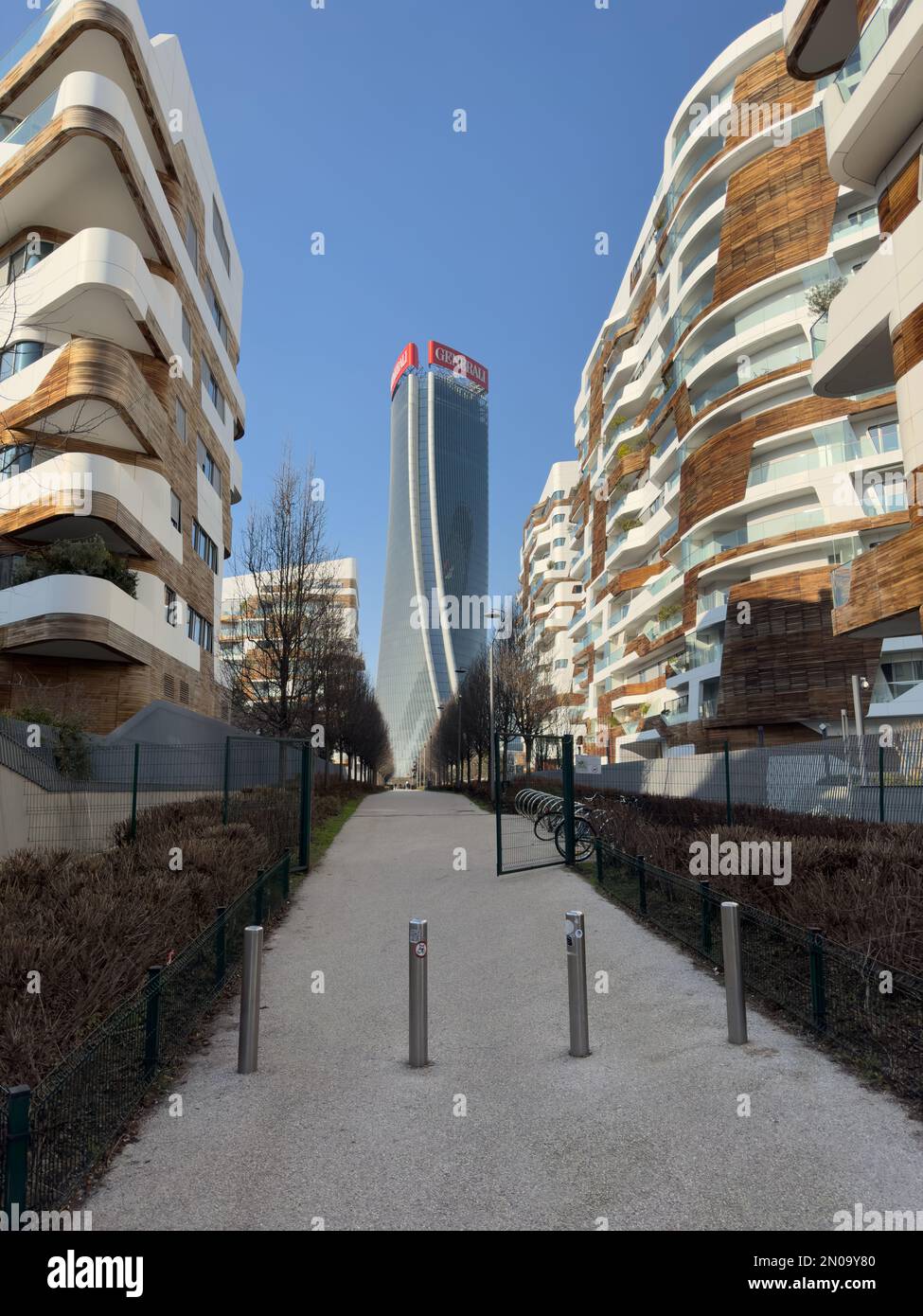 a beautiful view of the City Life tower, "Lo Storto", Hadid Tower, from ...
