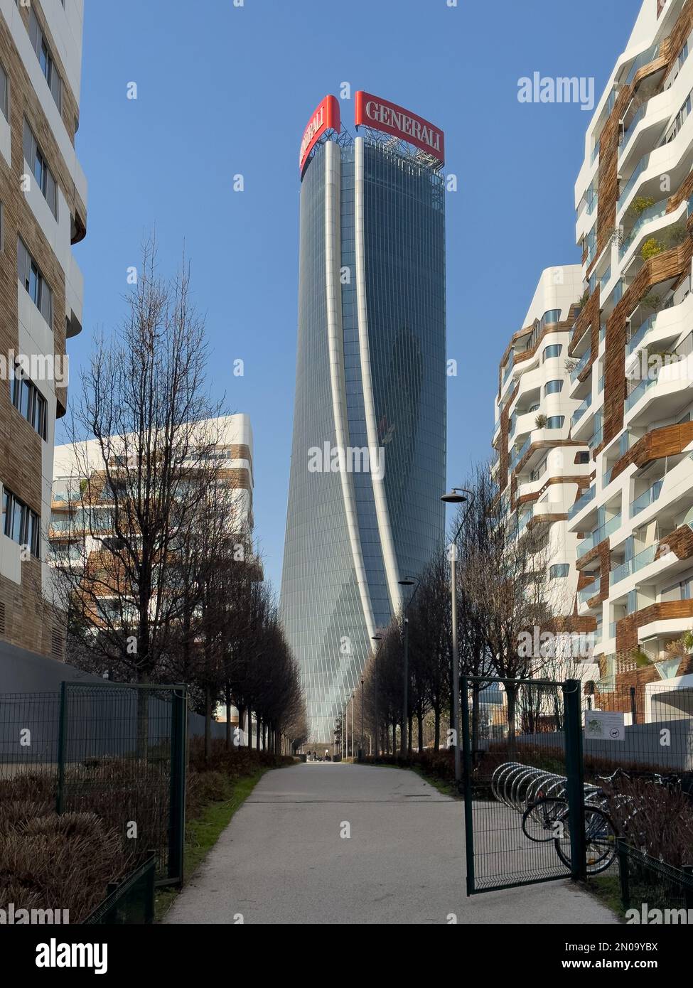 a beautiful view of the City Life tower, "Lo Storto", Hadid Tower, from ...